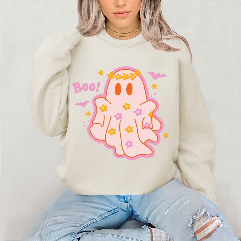 Boo! Pink Ghost Halloween Crewneck – Bluegrass Bling